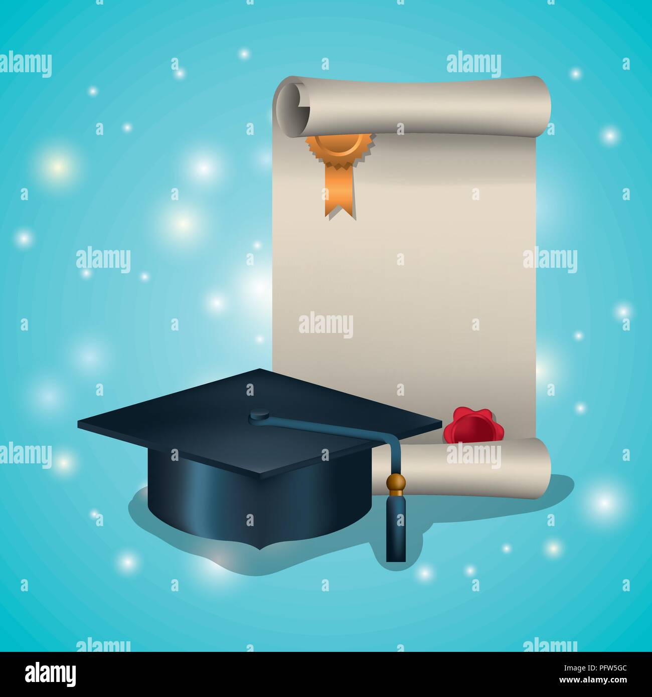 graduation card with diploma and hat Stock Vector Image & Art - Alamy