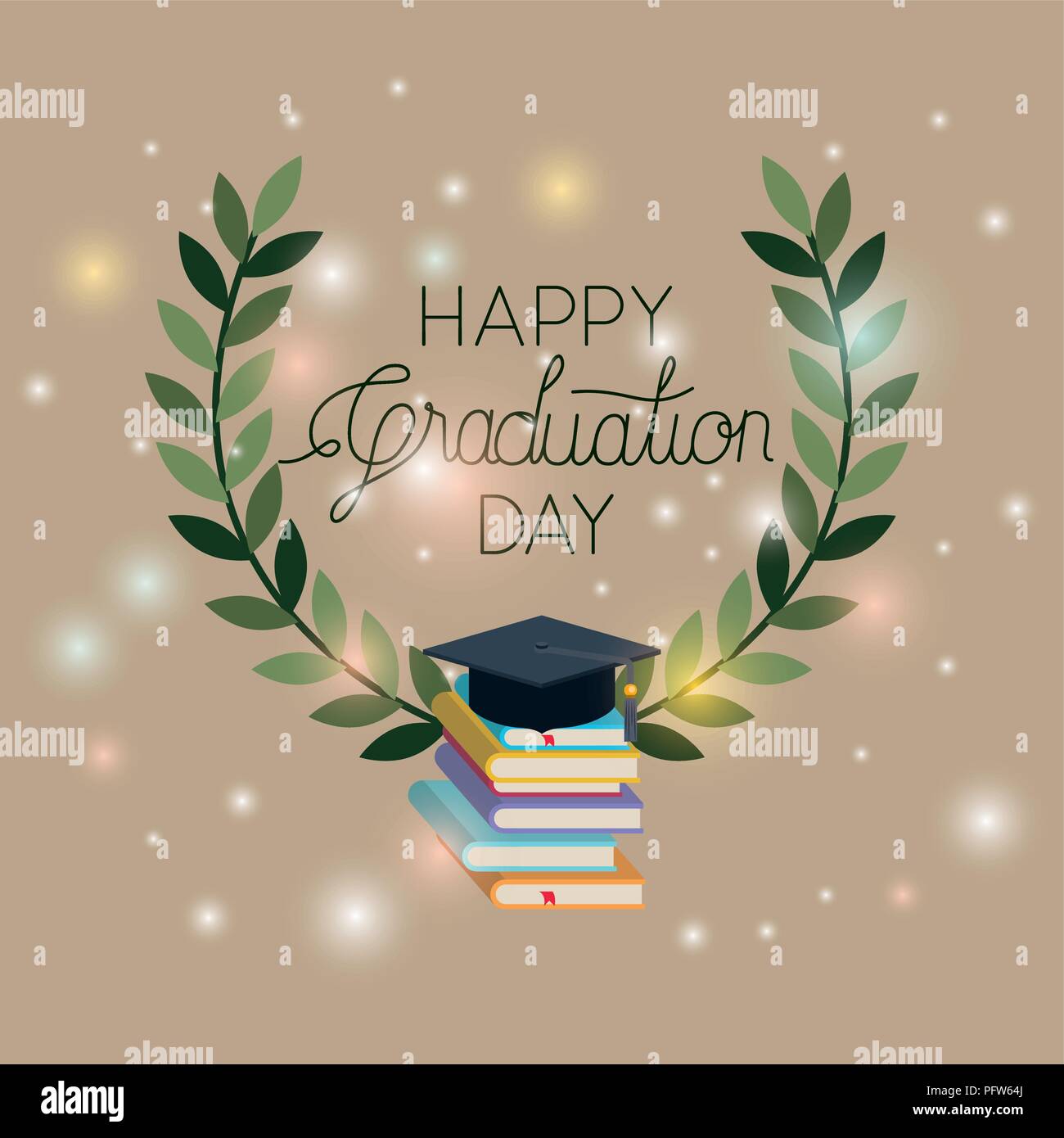 graduation card with books and hat Stock Vector Image & Art - Alamy