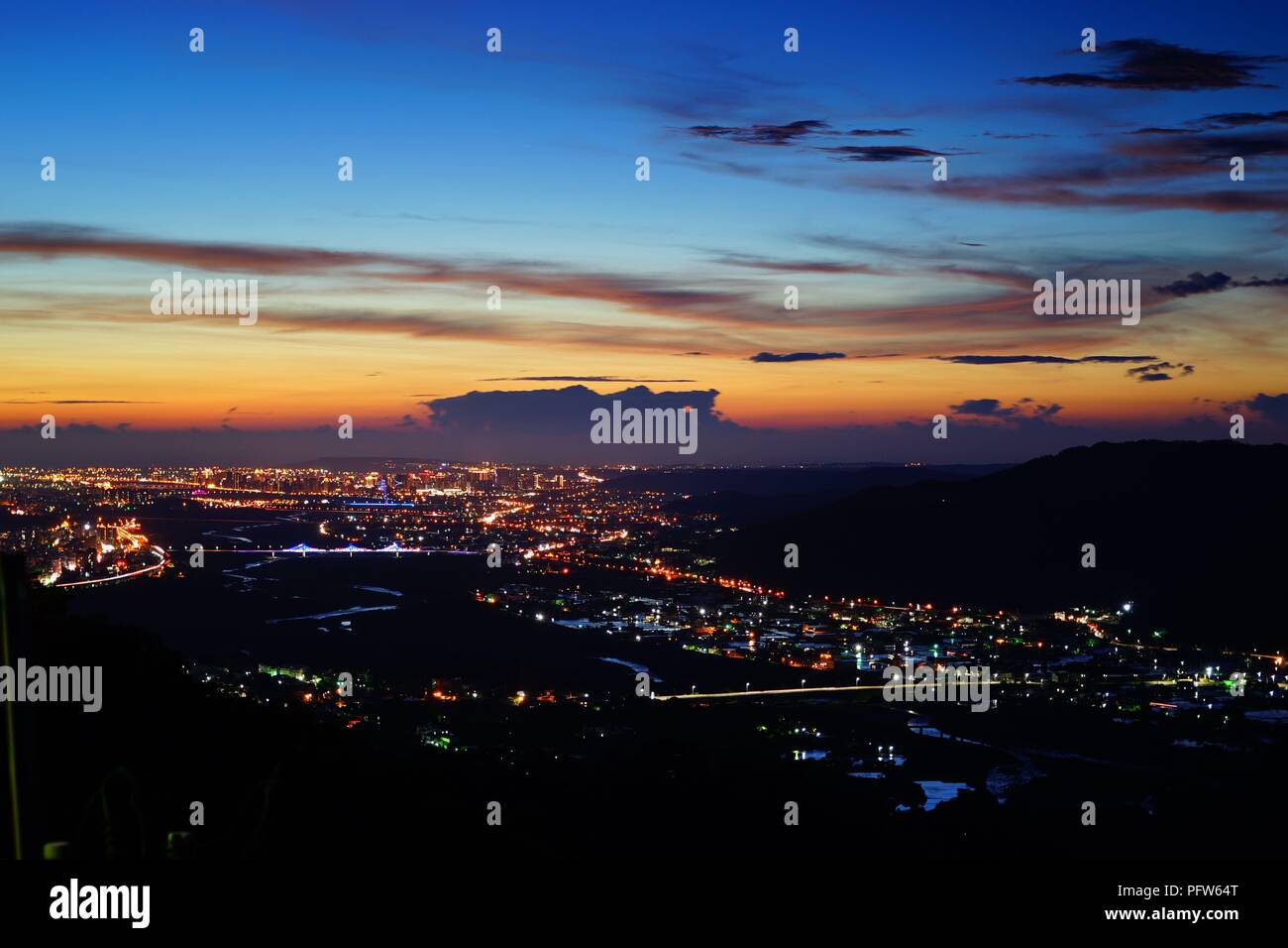 Overview of the city at the night Stock Photo - Alamy