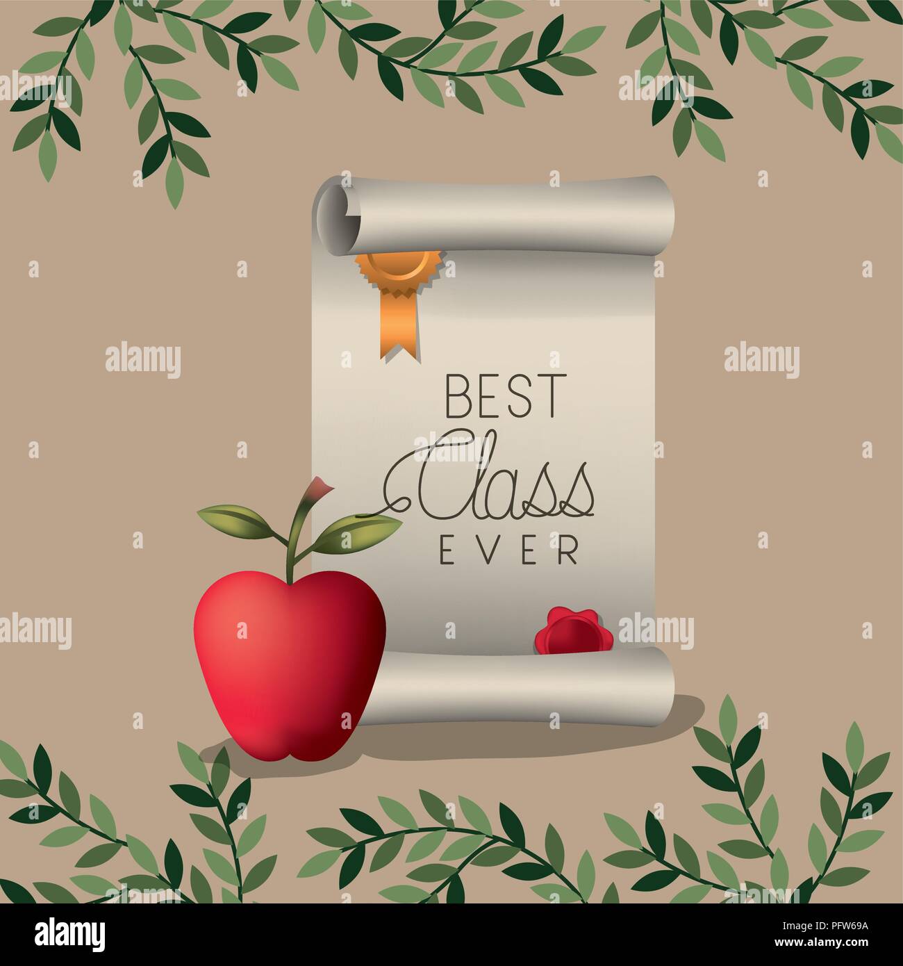 graduation card with diploma and apple Stock Vector Image & Art - Alamy
