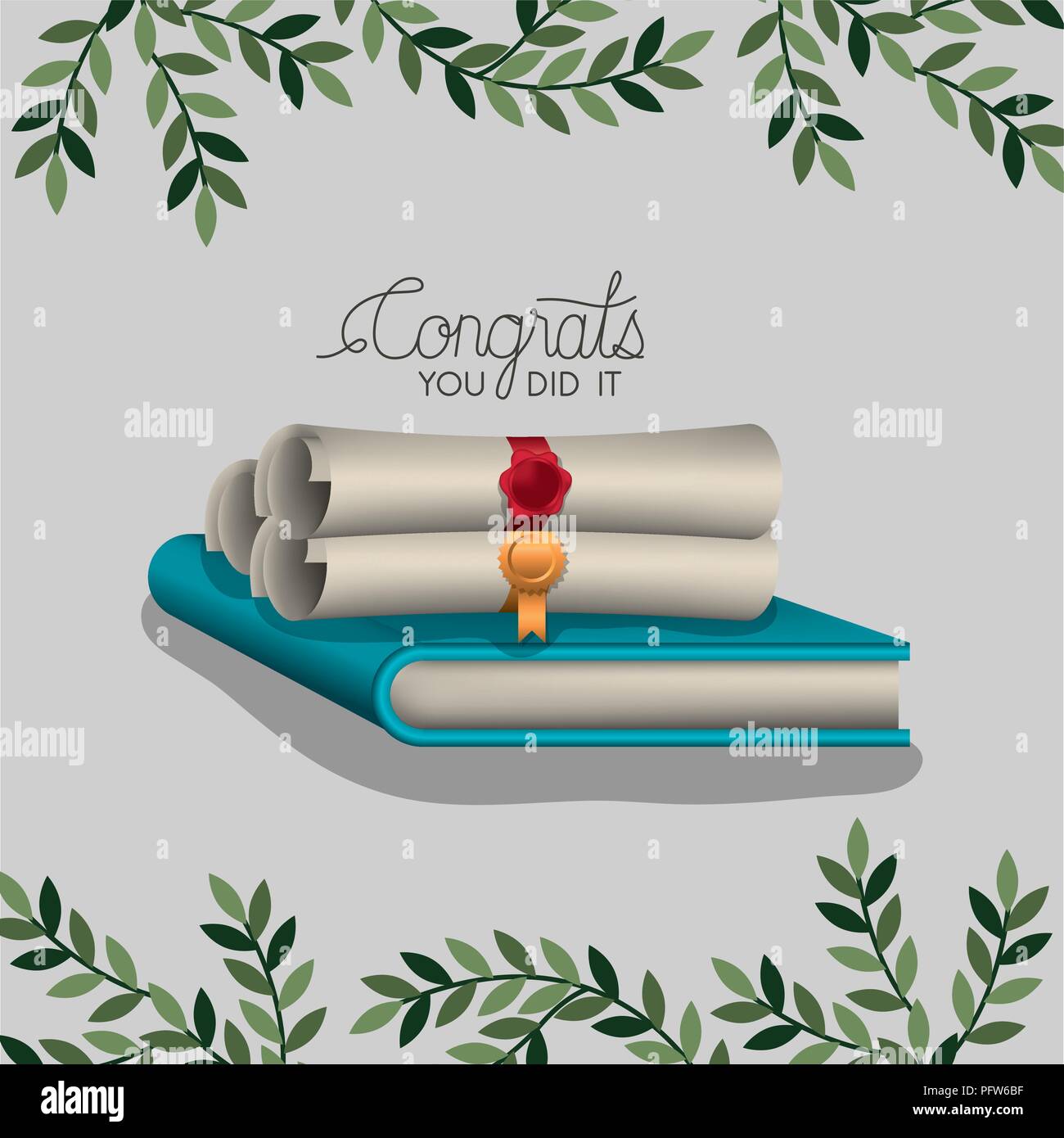 graduation card with book and diploma Stock Vector Image & Art - Alamy