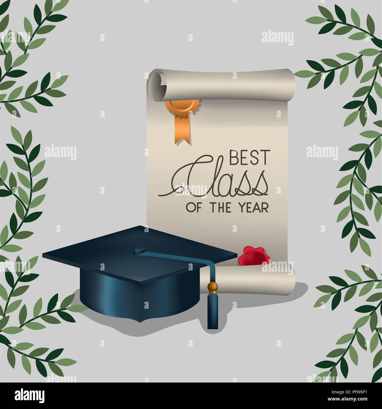 graduation card with diploma and hat Stock Vector Image & Art - Alamy
