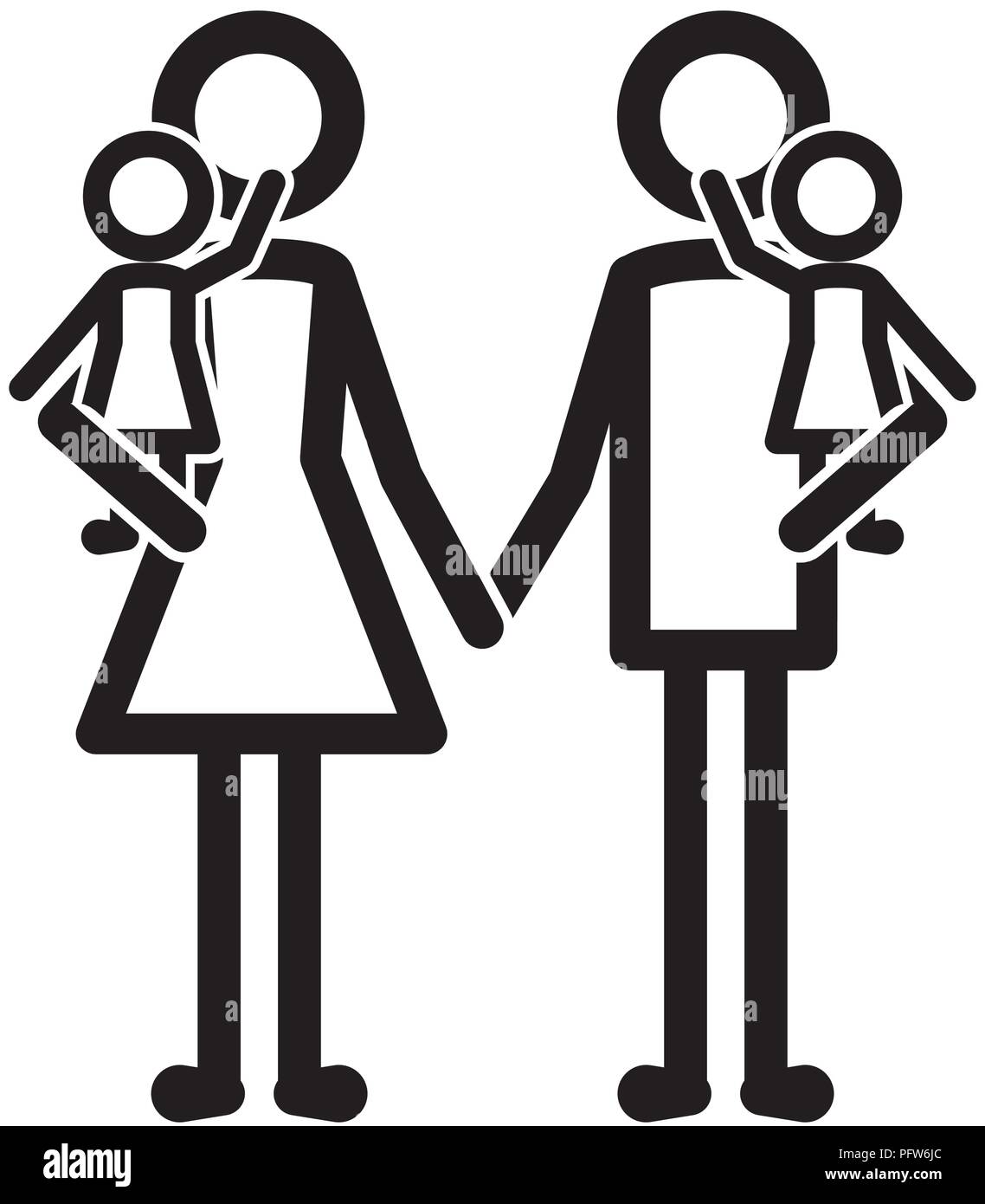 Stick figure black parents Stock Vector Images - Alamy