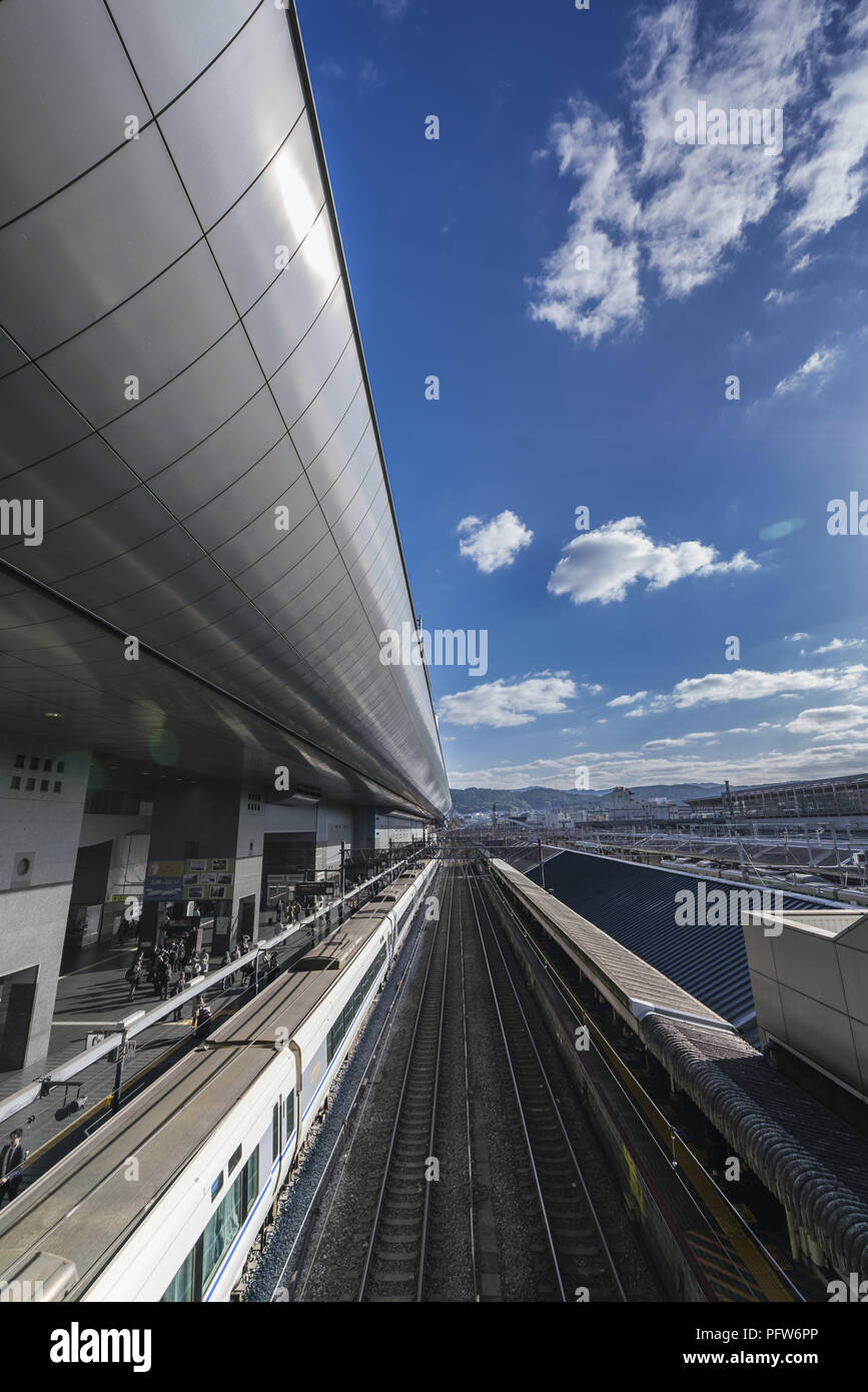 Bird eye view of JR station with white cloud and blue sky Stock Photo ...