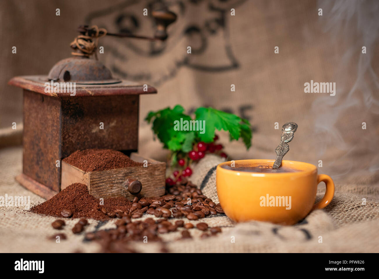 Hot cup of coffee Stock Photo - Alamy