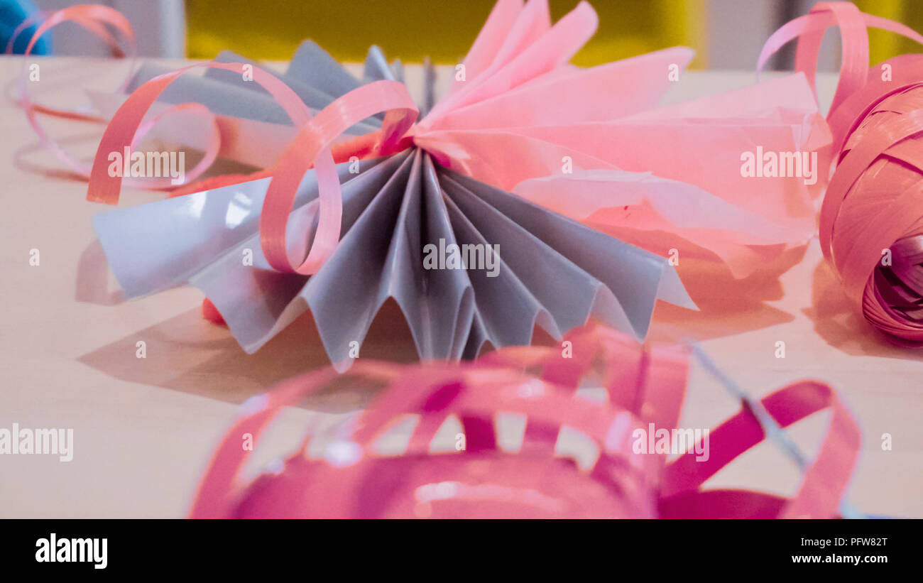 Little girl making paper butterflies from multicolor paper Stock Photo ...