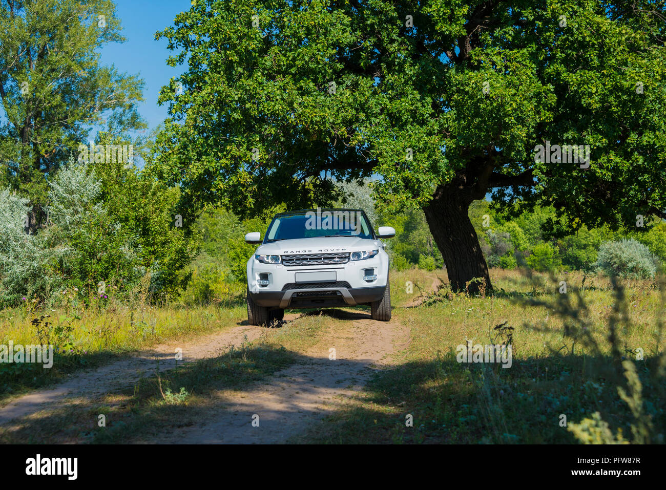 Car Land Rover Range Rover in summer Sunny weather in the summer ...