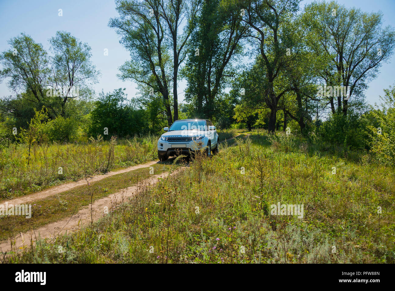 Car Land Rover Range Rover in summer Sunny weather in the summer ...