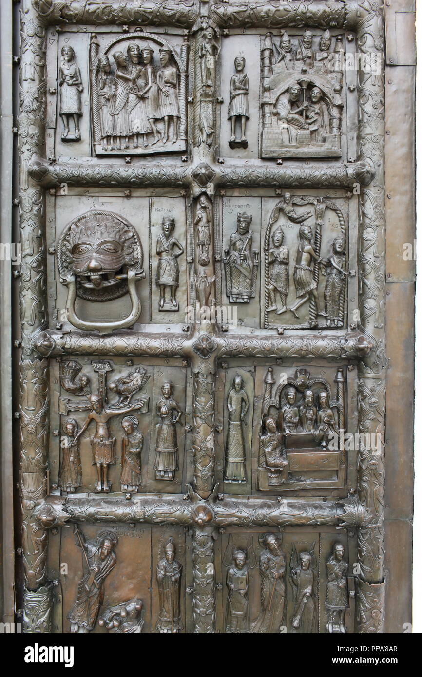 Detail of an ancient gate Sophia Cathedral in Novgorod Russian 12th ...