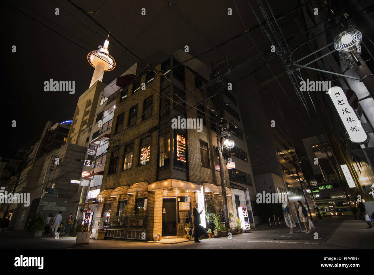Building shot at the night beside the street Stock Photo - Alamy