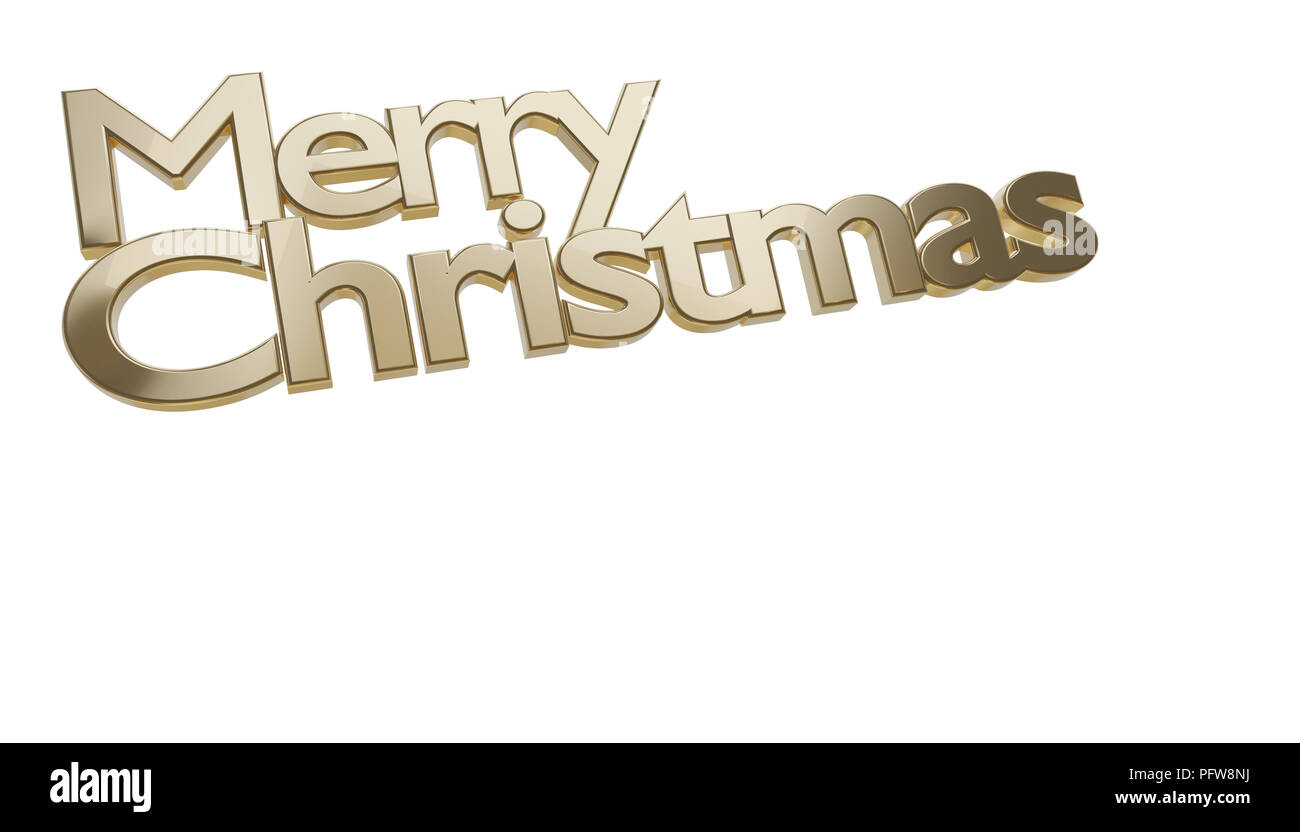 merry christmas golden bold letters 3d-illustration Stock Photo - Alamy