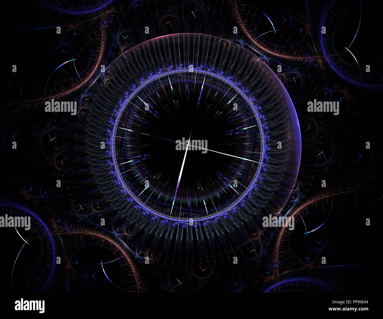 Time Machine. Mechanism of eternity.3D surreal illustration. Fractal ...