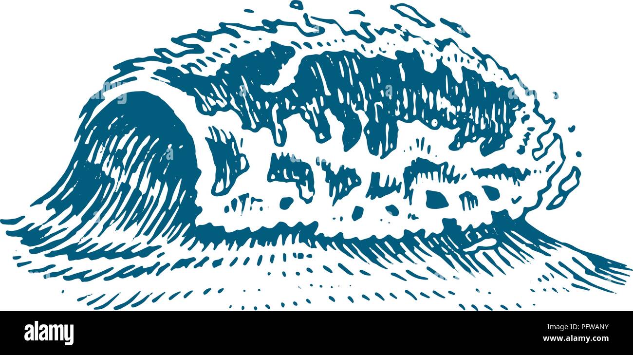 Atlantic tidal waves. Vintage old engraved hand drawn labels. Marine ...