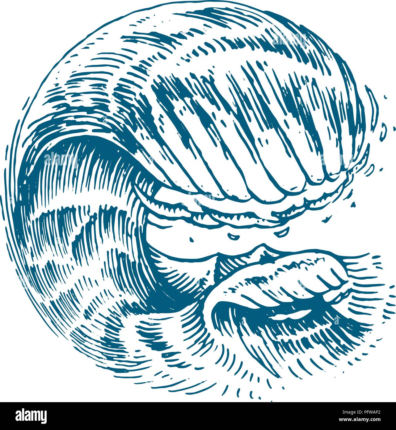 Atlantic tidal waves. Vintage old engraved hand drawn labels. Marine ...