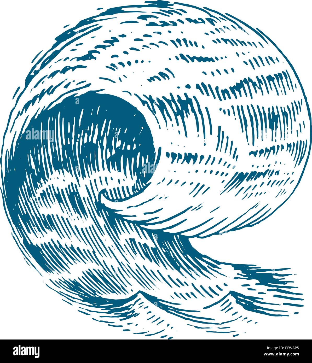 Atlantic tidal waves. Vintage old engraved hand drawn labels. Marine ...