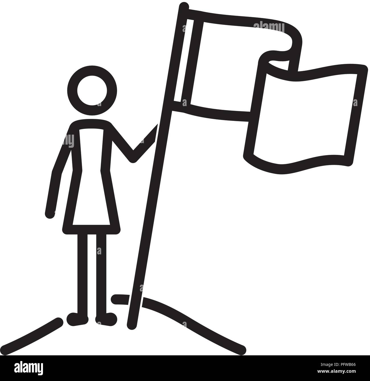 Stick figure holding flag hi-res stock photography and images - Alamy