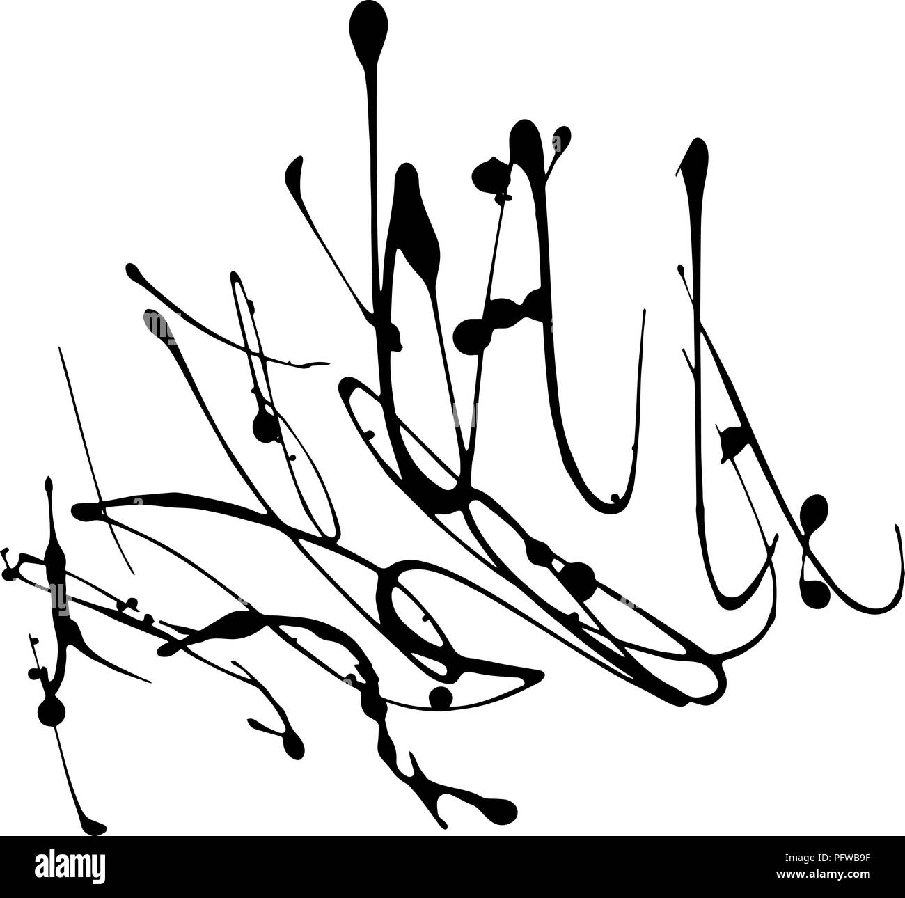 thick ink stripes, vector splashes of blobs of drops, for decoration ...