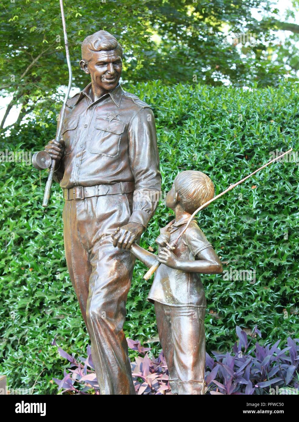 Statues of Andy and Opie, Pullen Park, Raleigh, North Carolina Stock ...