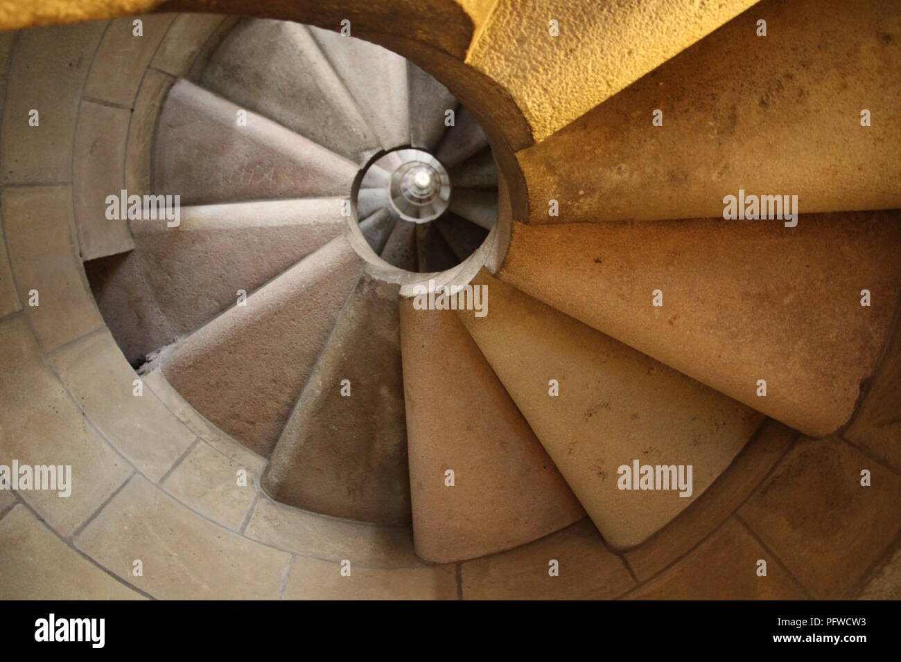Stone spiral staircase view from above Stock Photo - Alamy
