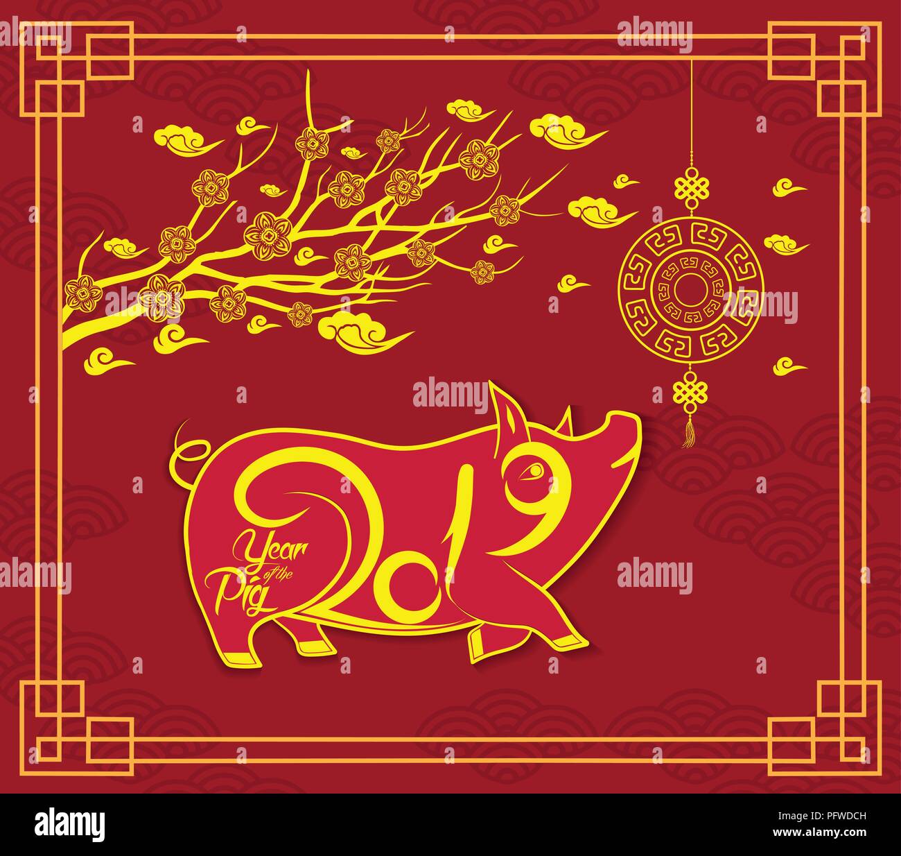 2019 chinese new year calendar. Year of the pig Stock Vector Image ...