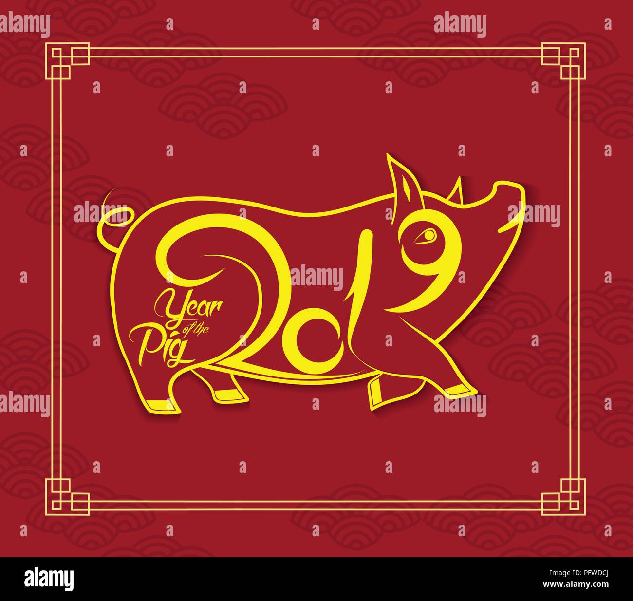2019 chinese new year calendar. Year of the pig Stock Vector Image ...