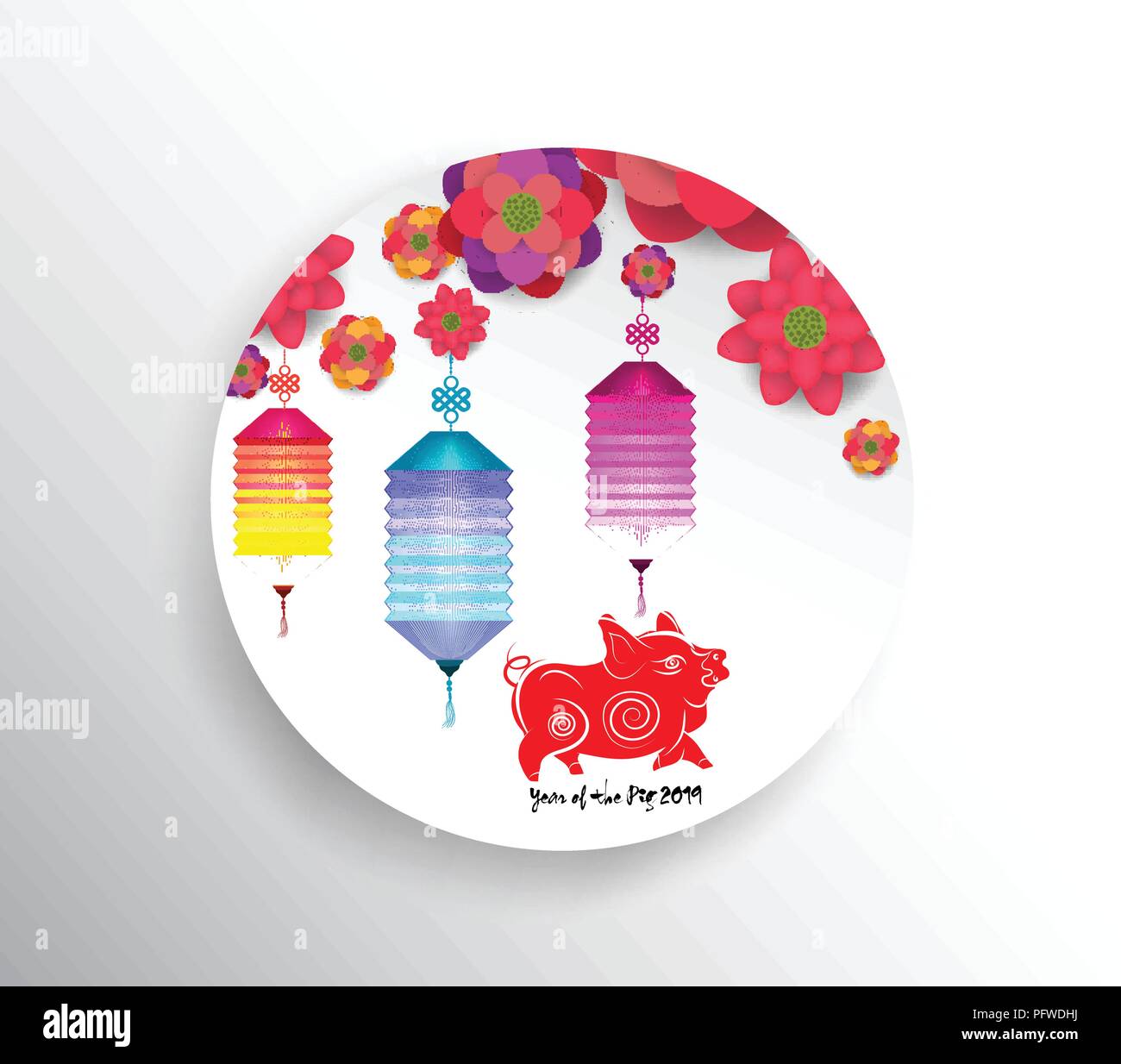 Happy chinese new year 2019. Seasons Greetings. lantern design, year of ...