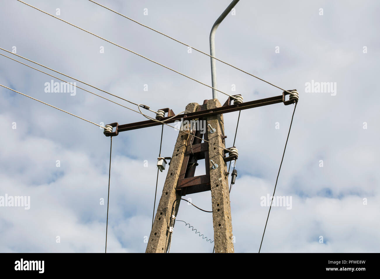 pole with electric cables Stock Photo - Alamy