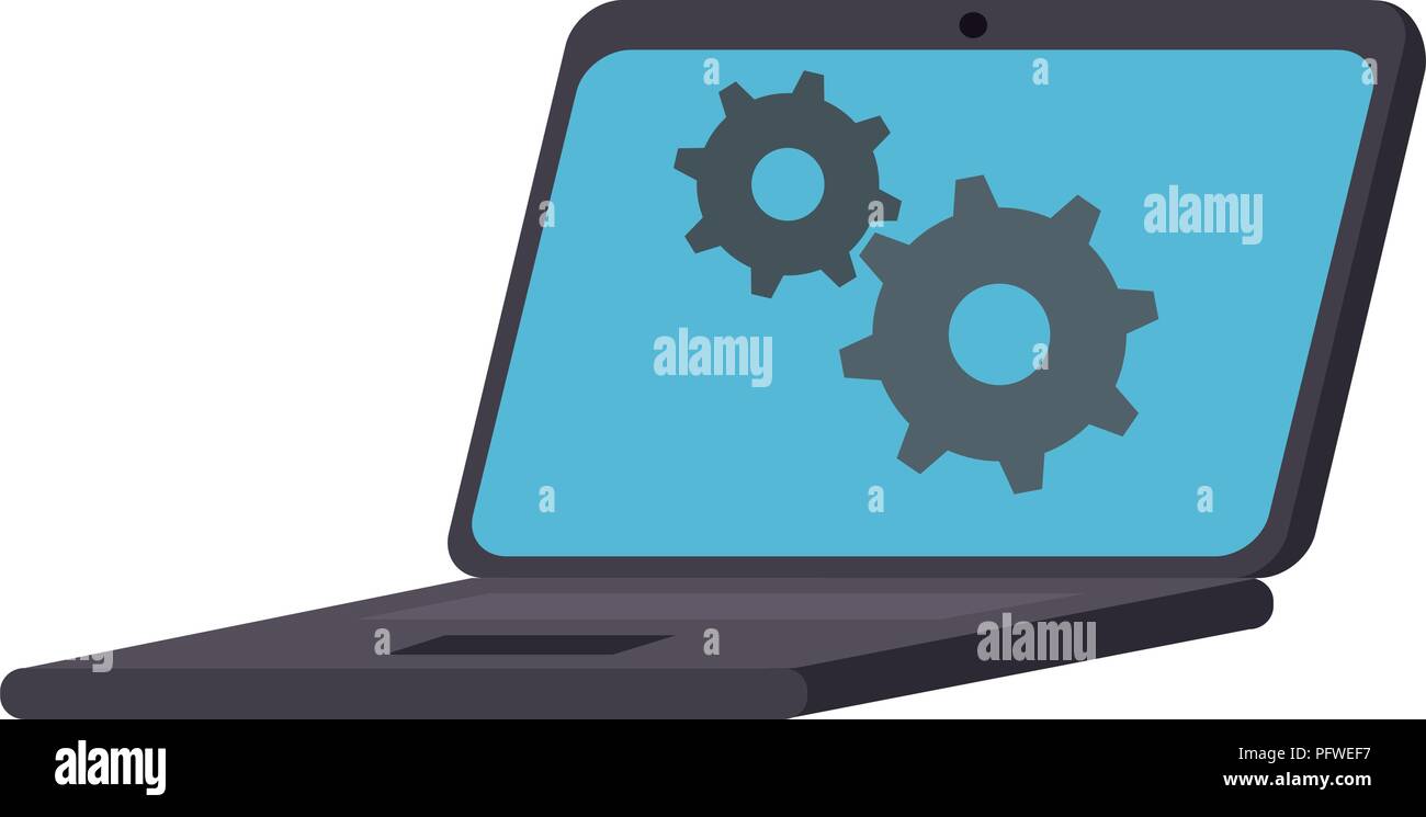 computer laptop with gears Stock Vector Image & Art - Alamy
