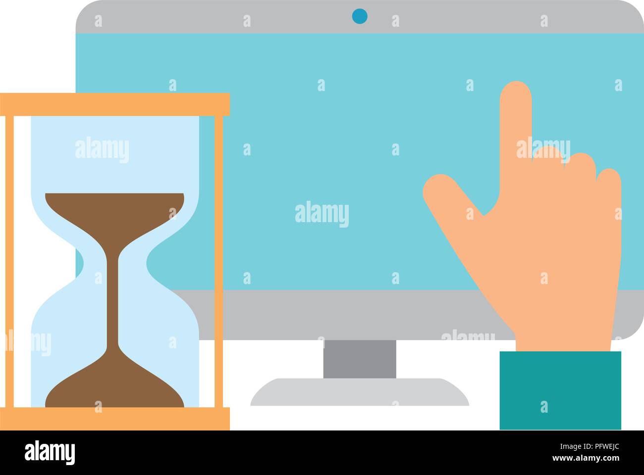 monitor computer with hand and hourglass Stock Vector Image & Art - Alamy