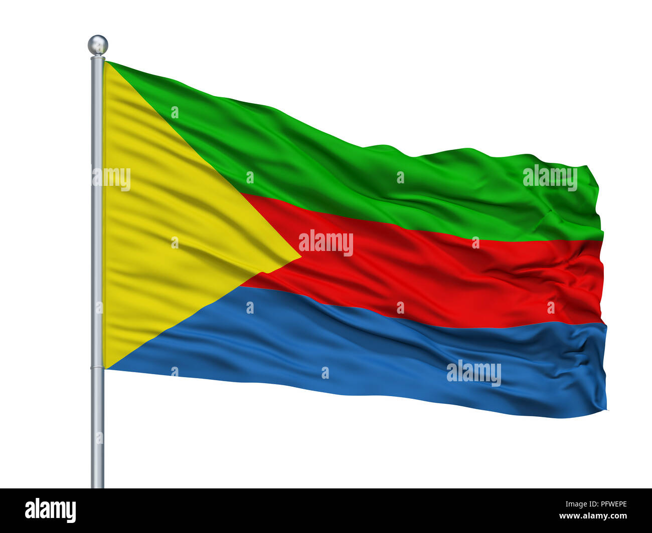 Copacabana City Flag On Flagpole, Colombia, Isolated On White ...