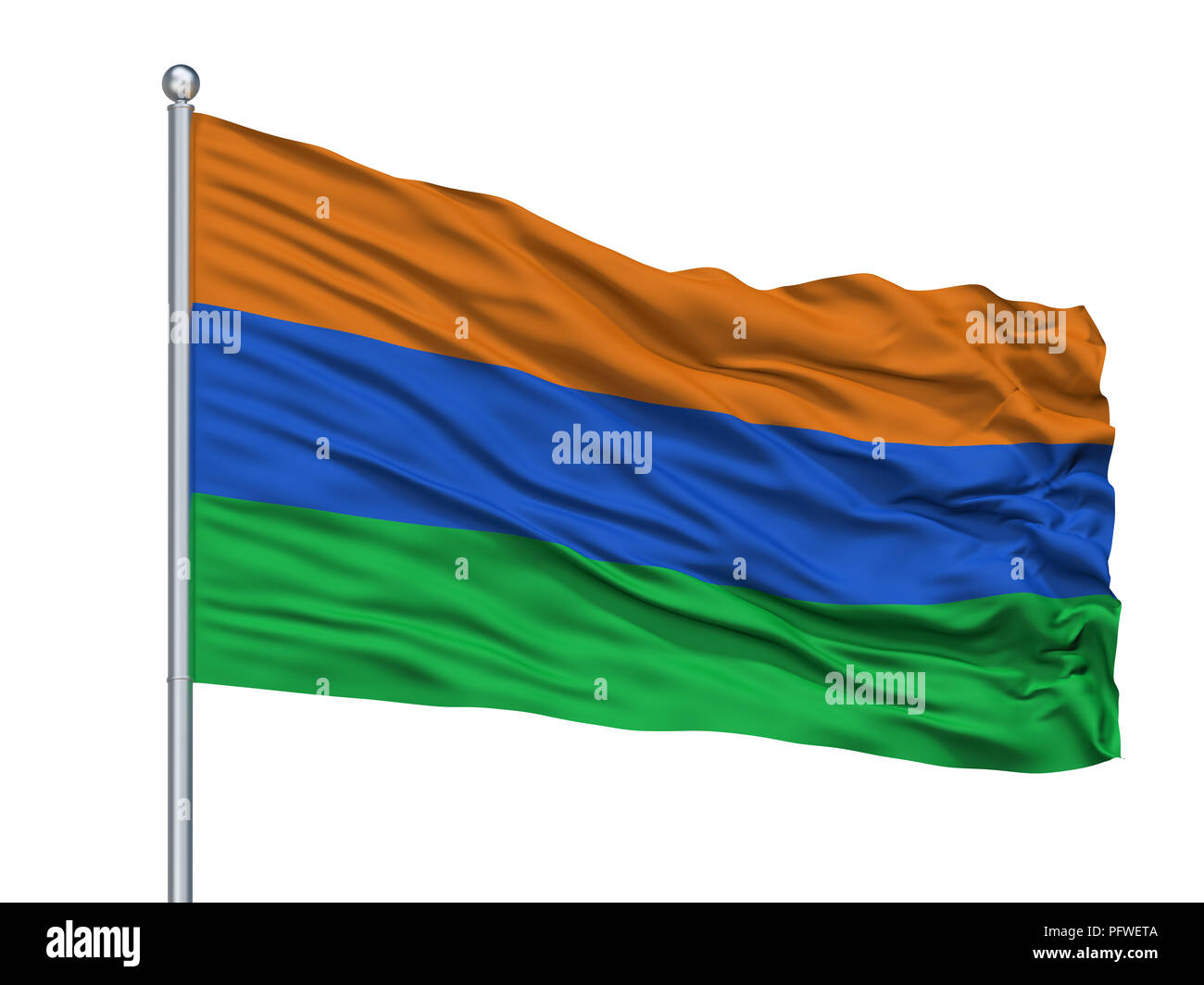 Curumani City Flag On Flagpole, Colombia, Cesar Department, Isolated On ...