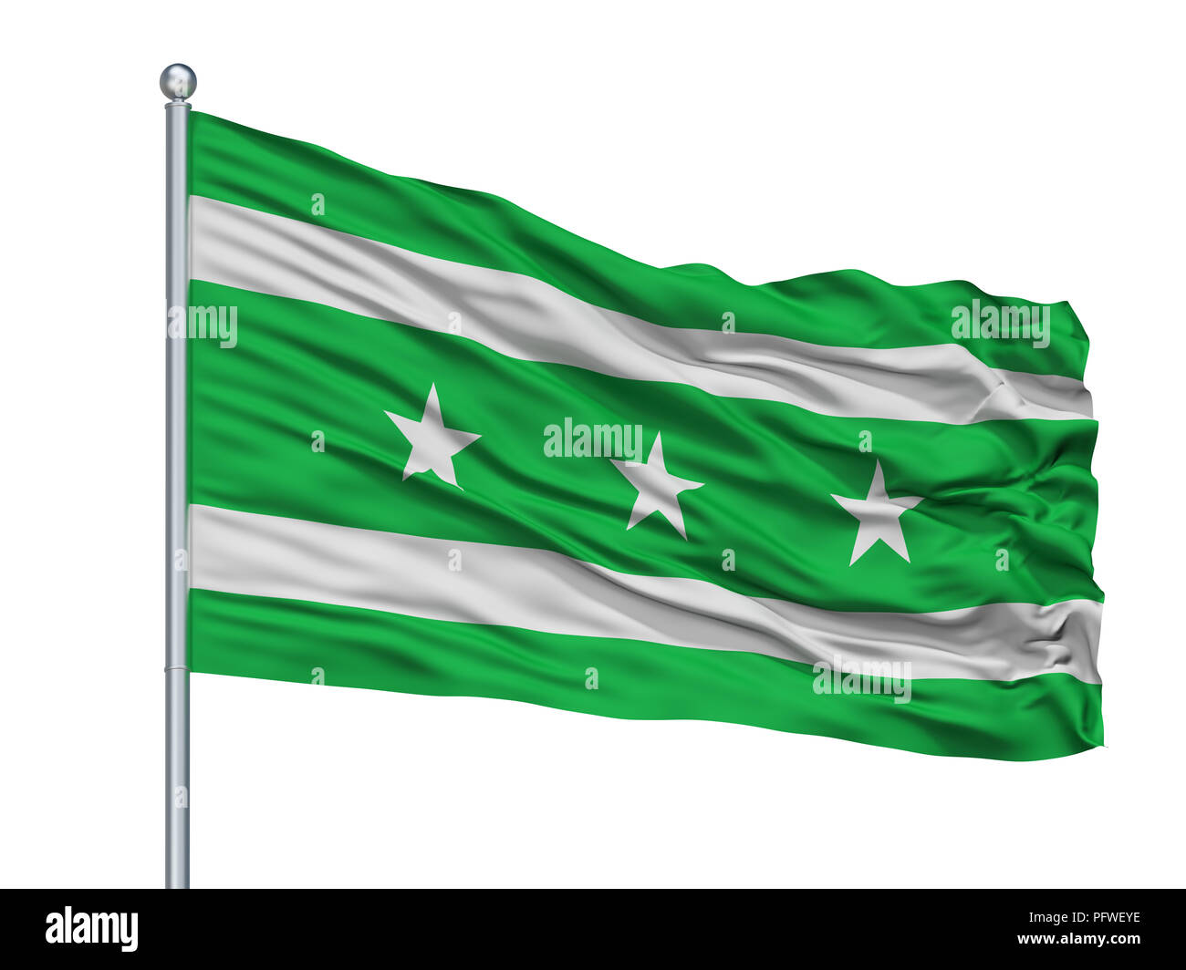 Encino City Flag On Flagpole, Colombia, Santander Department, Isolated ...