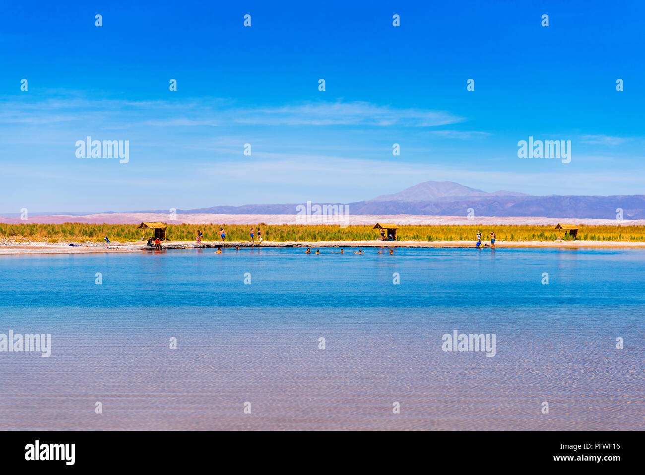 ATACAMA, CHILE - JANUARY 17, 2018: Landscape in Atacama desert and Salt ...