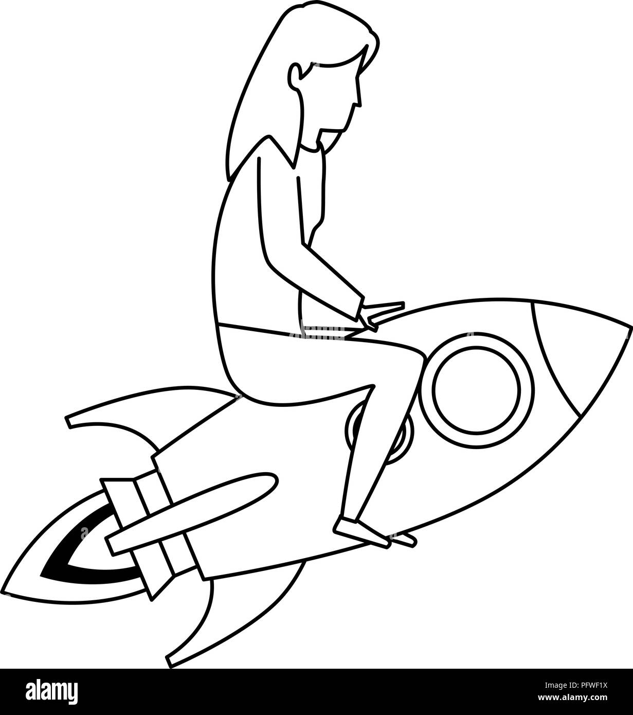 young woman working with rocket Stock Vector Image & Art - Alamy