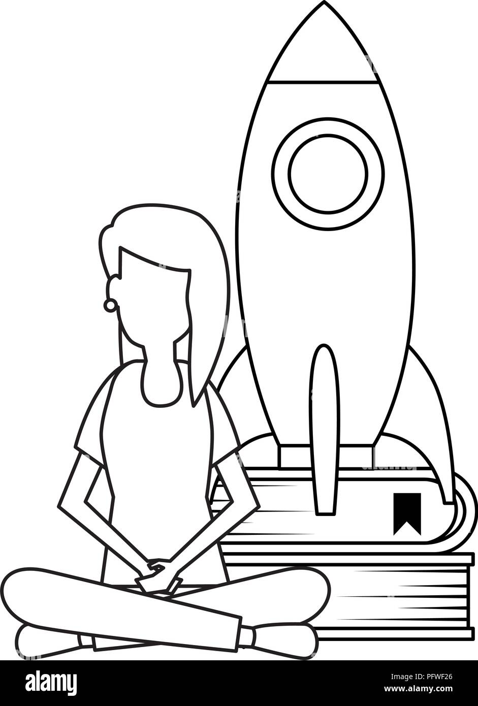 Rocket cartoon woman Black and White Stock Photos & Images - Alamy