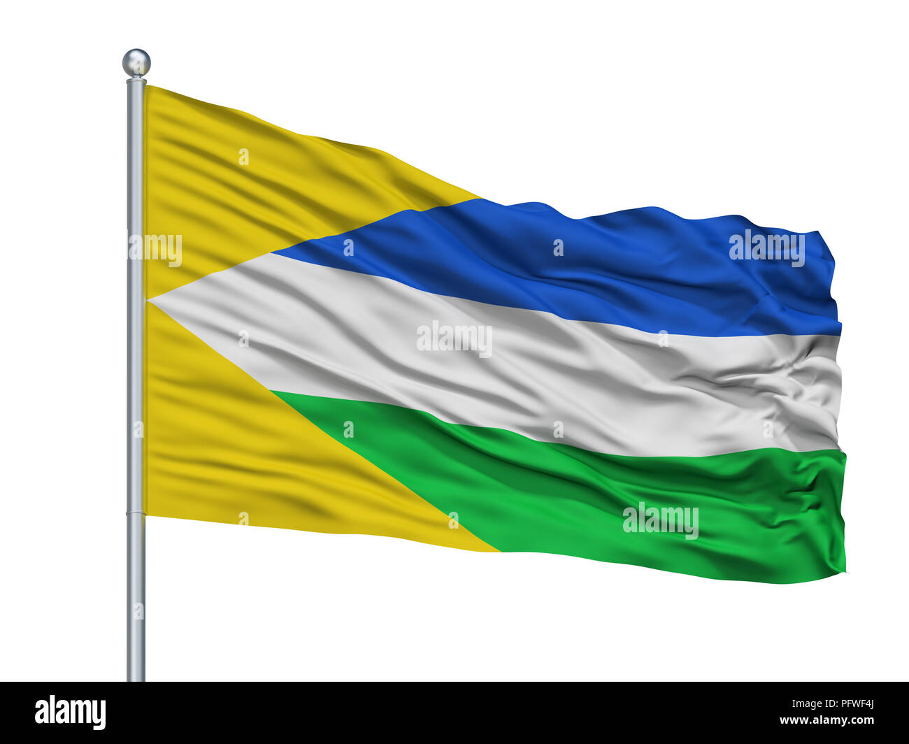 Hato City Flag On Flagpole, Colombia, Santander Department, Isolated On ...