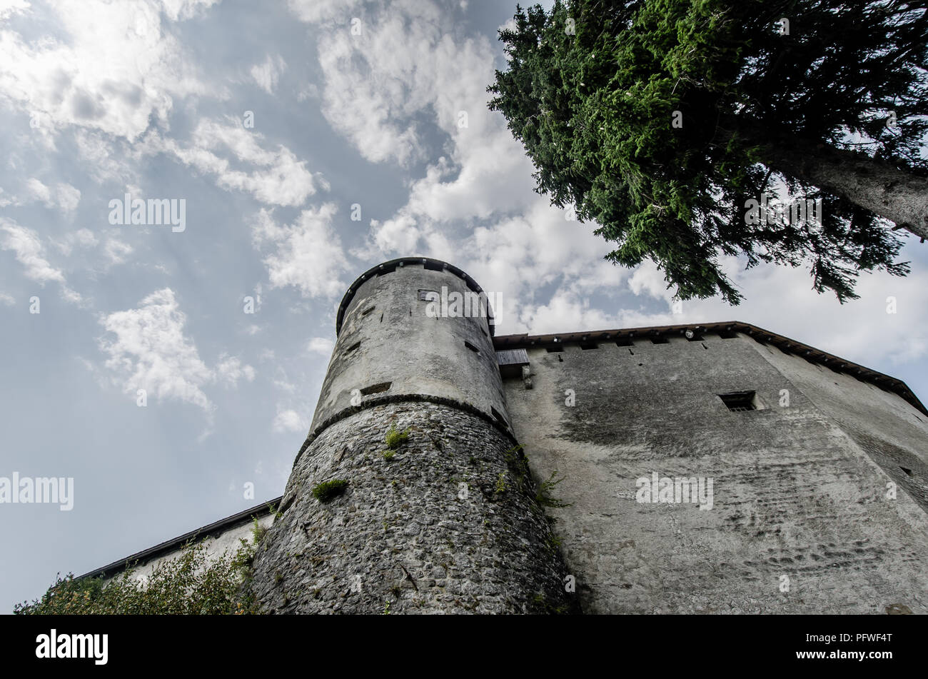 High castle walls, high prison walls. Viewed from below Stock Photo - Alamy