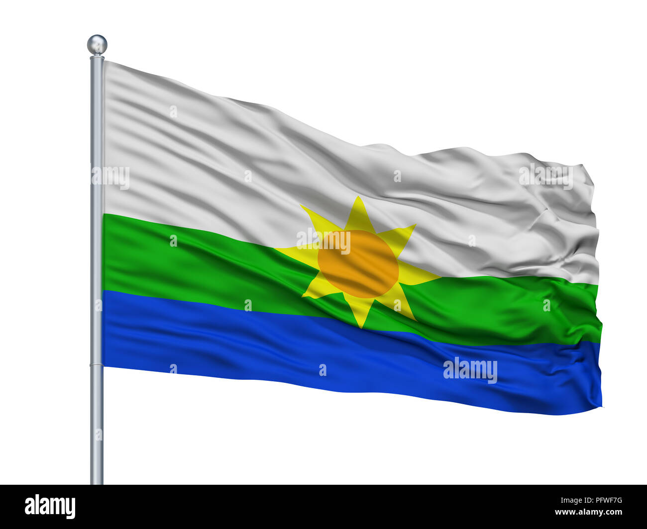 Leticia City Flag On Flagpole, Colombia, Colombia Department, Isolated ...