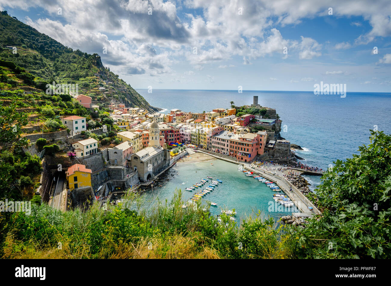 Beautiful view of Vernazza .Is one of five famous colorful villages of ...