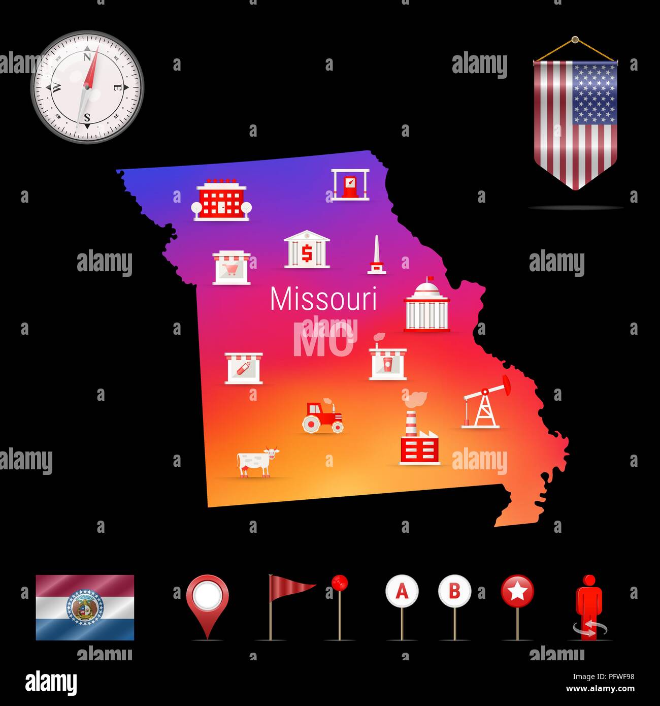 Missouri 3d flag Stock Vector Images - Alamy