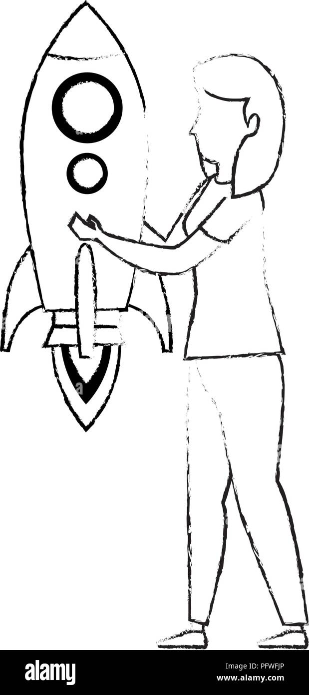 Rocket cartoon woman Black and White Stock Photos & Images - Alamy