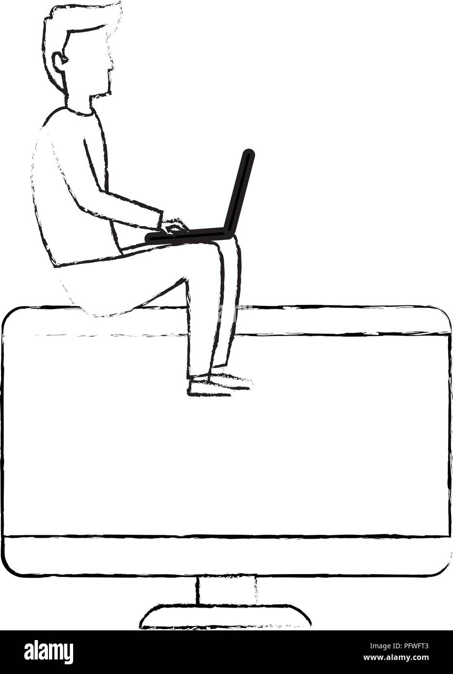 Creative young professional working modern Black and White Stock Photos ...