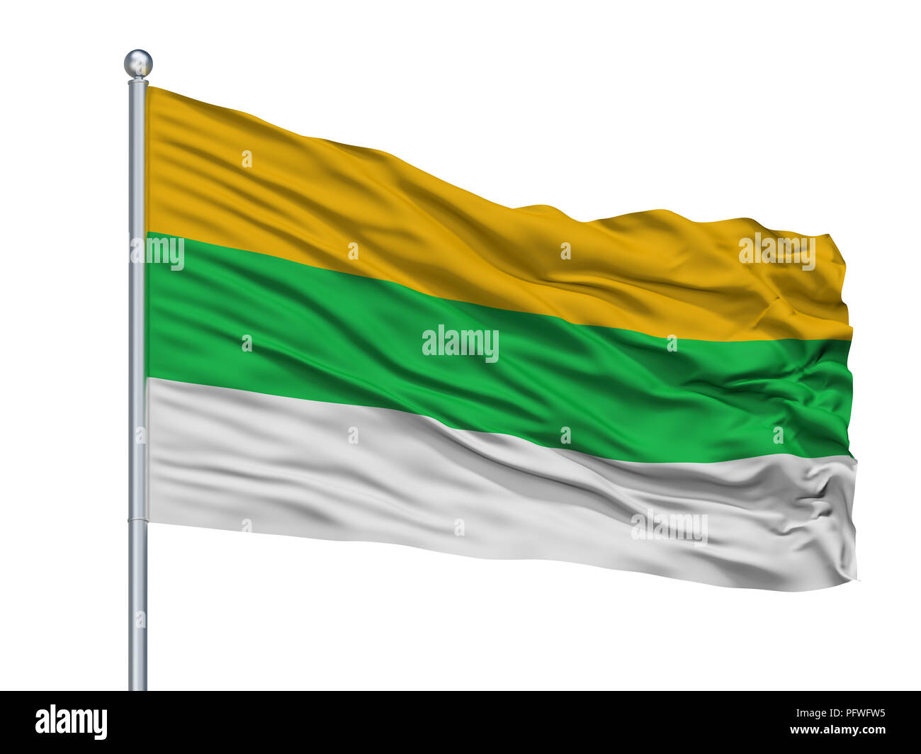 Tuta City Flag On Flagpole, Colombia, Boyaca Department, Isolated On ...