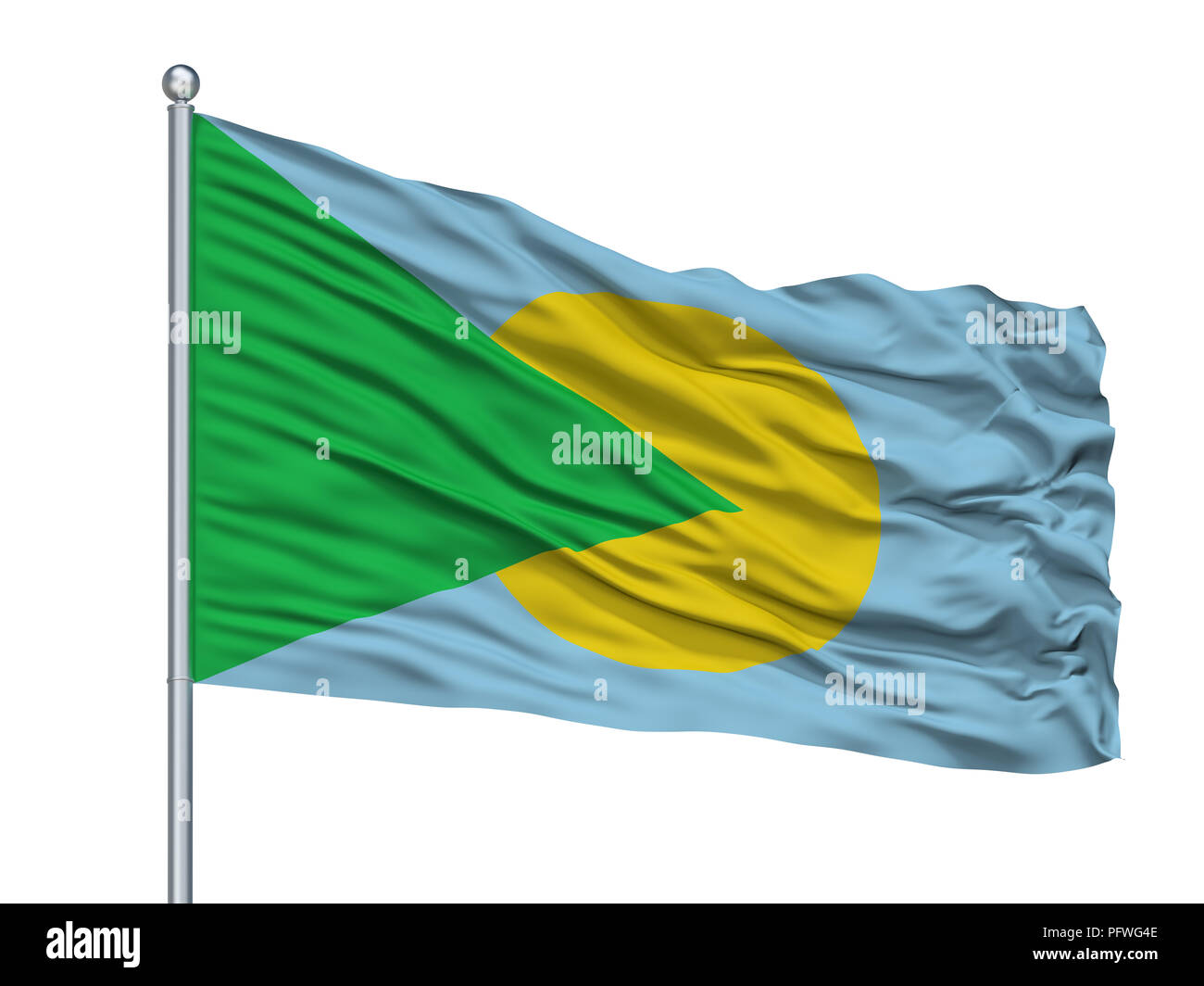 Santa Barbara City Flag On Flagpole, Costa Rica, Isolated On White ...