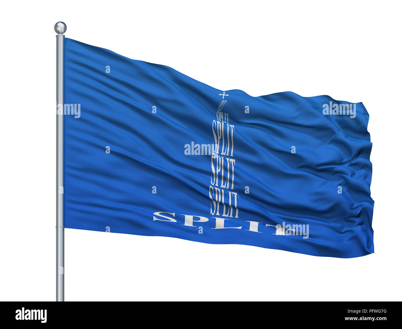 Split City Flag On Flagpole, Croatia, Isolated On White Background ...