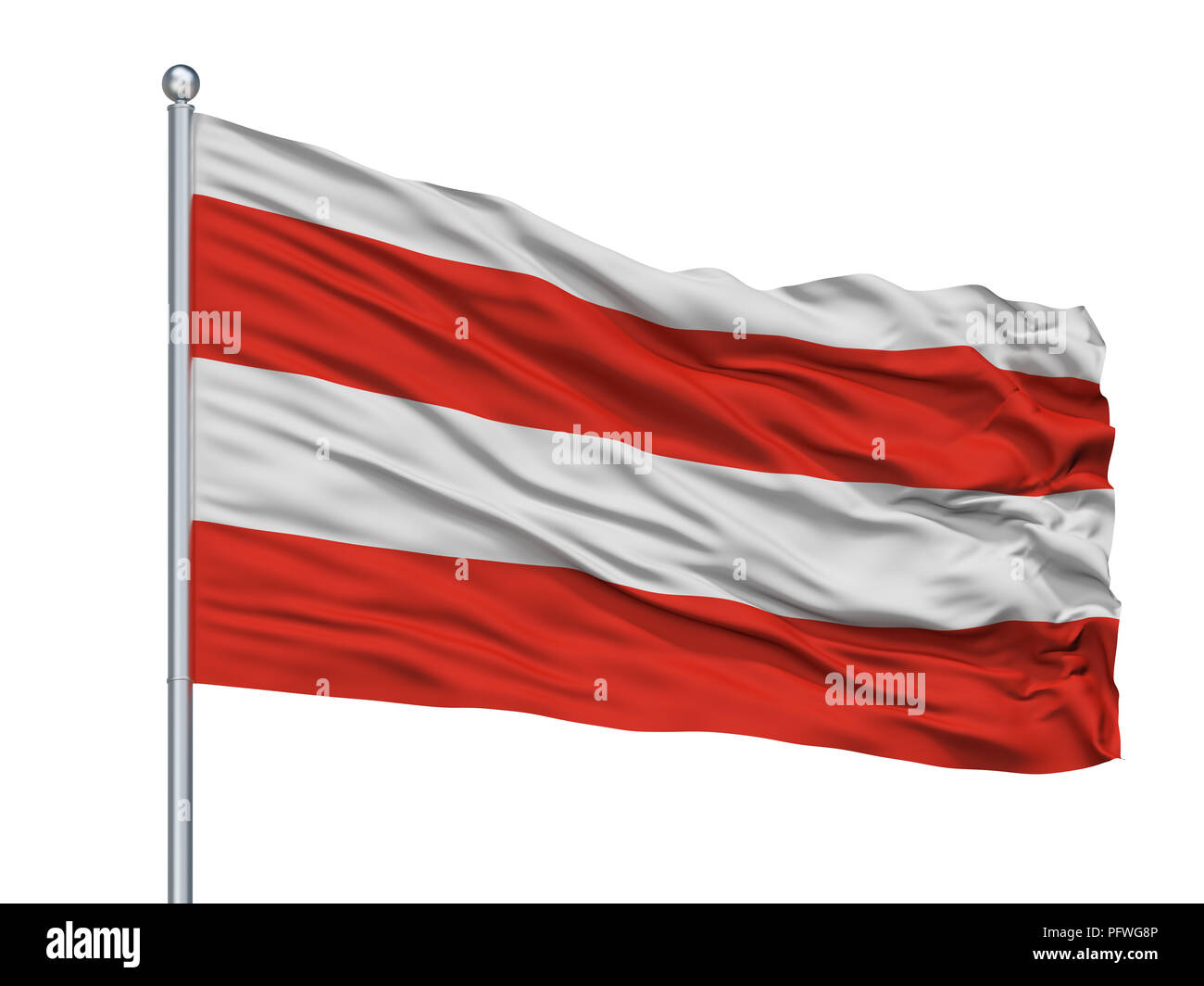 Brno City Flag On Flagpole, Czech Republic, Isolated On White ...