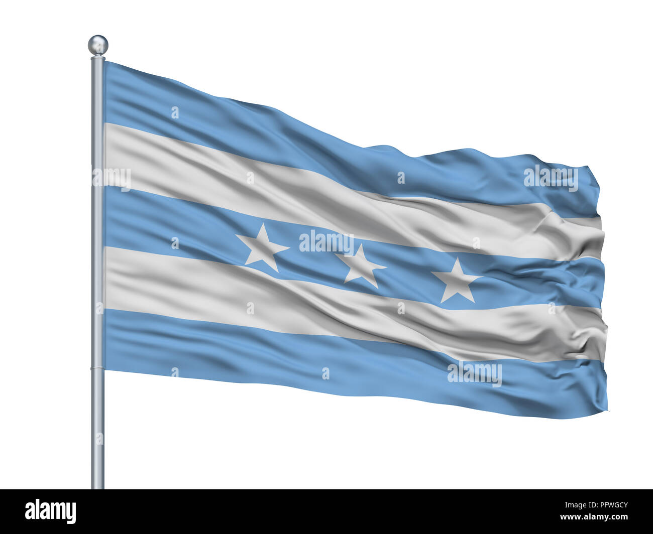 Guayaquil City Flag On Flagpole, Ecuador, Isolated On White Background ...