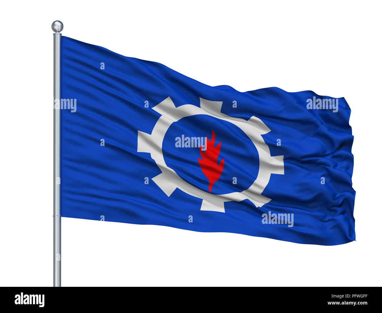 Suez Governorate City Flag On Flagpole, Egypt, Isolated On White ...