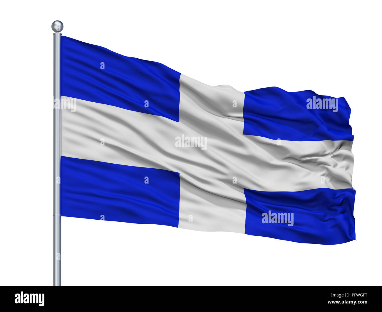 La Libertad Department City Flag On Flagpole, El Salvador, Isolated On ...
