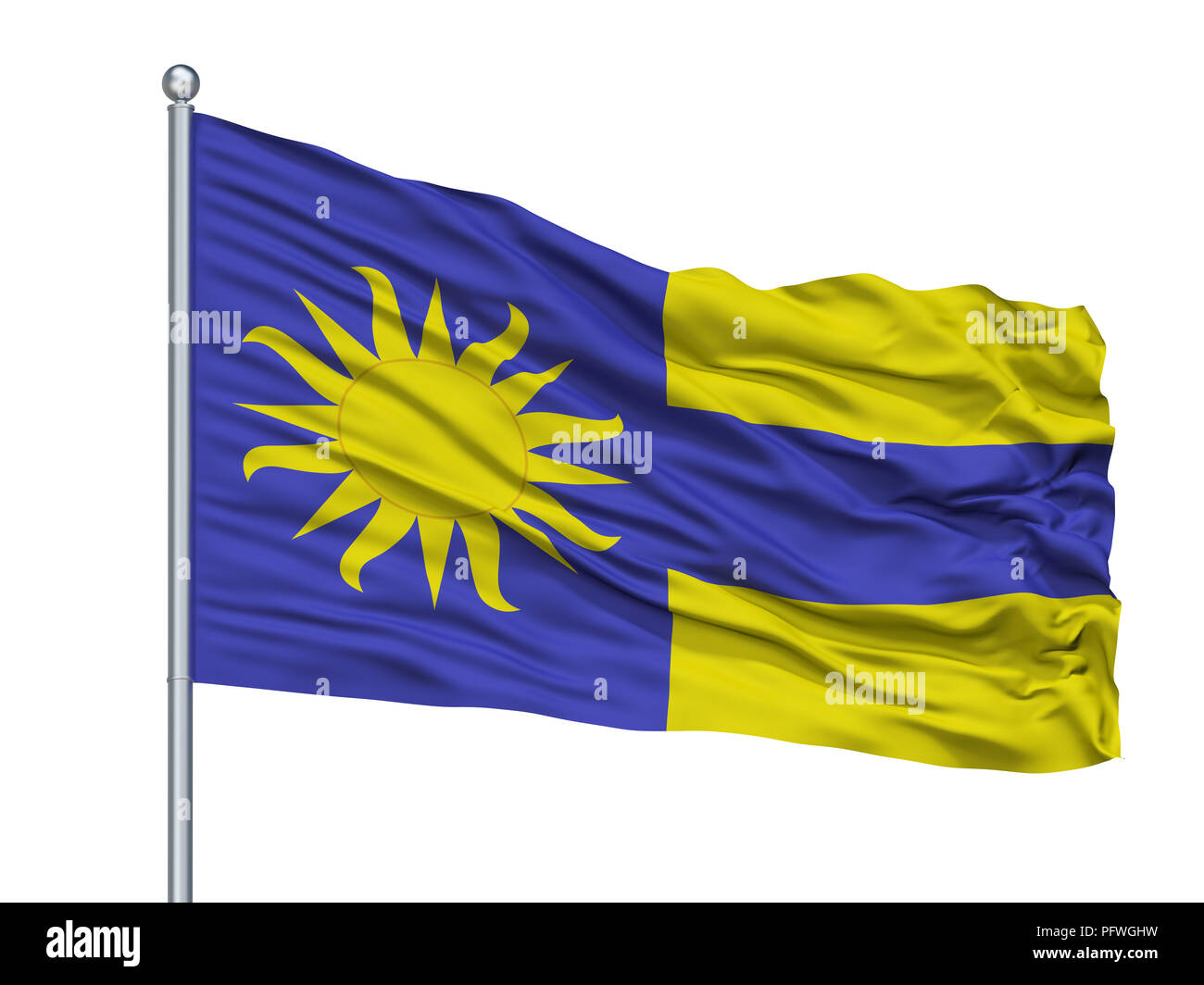 Narva Joesuu City Flag On Flagpole, Estonia, Isolated On White ...
